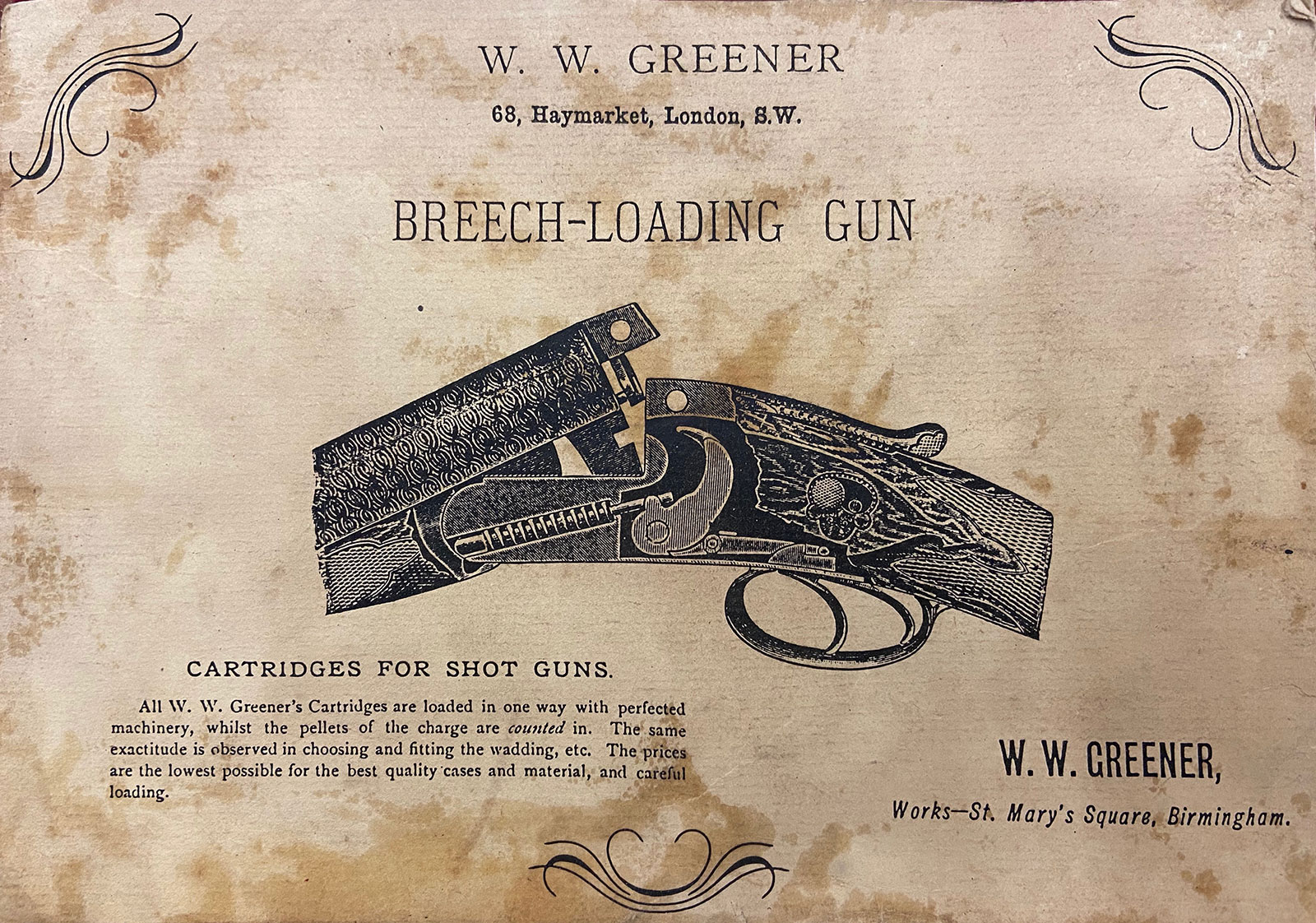 Greener Monarch Case label.